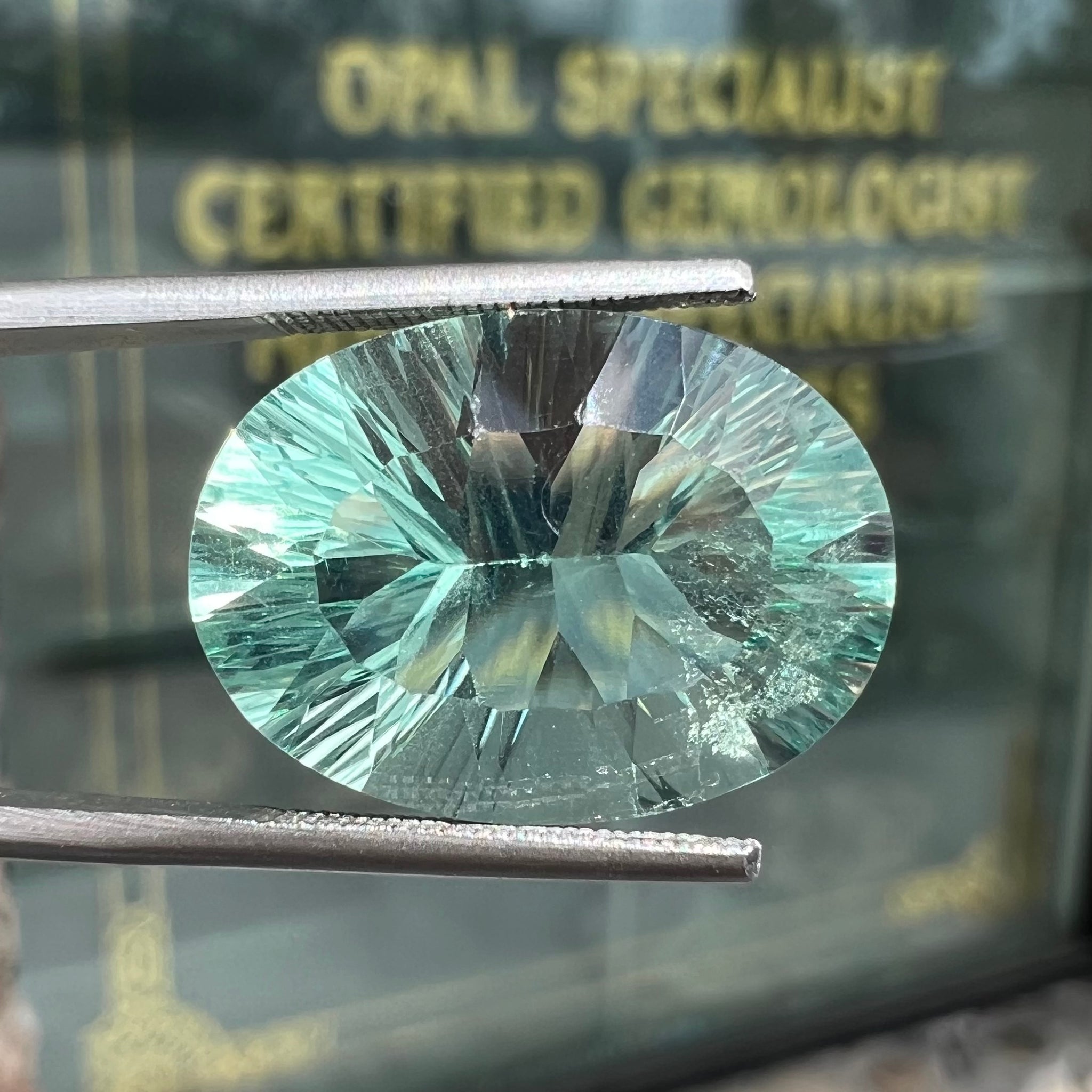 13.97ct Green Fluorite, Oval Laser Cut Stone | Burton's – Burton's Gems ...