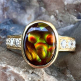 Ladies' Gold Fire Agate & Diamond Ring | Burton's – Burton's Gems and Opals