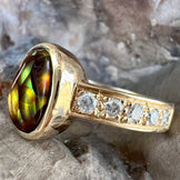 Ladies' Gold Fire Agate & Diamond Ring | Burton's – Burton's Gems and Opals