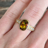 Ladies' Gold Fire Agate & Diamond Ring | Burton's – Burton's Gems and Opals