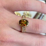 Ladies' Gold Fire Agate & Diamond Ring | Burton's – Burton's Gems and Opals